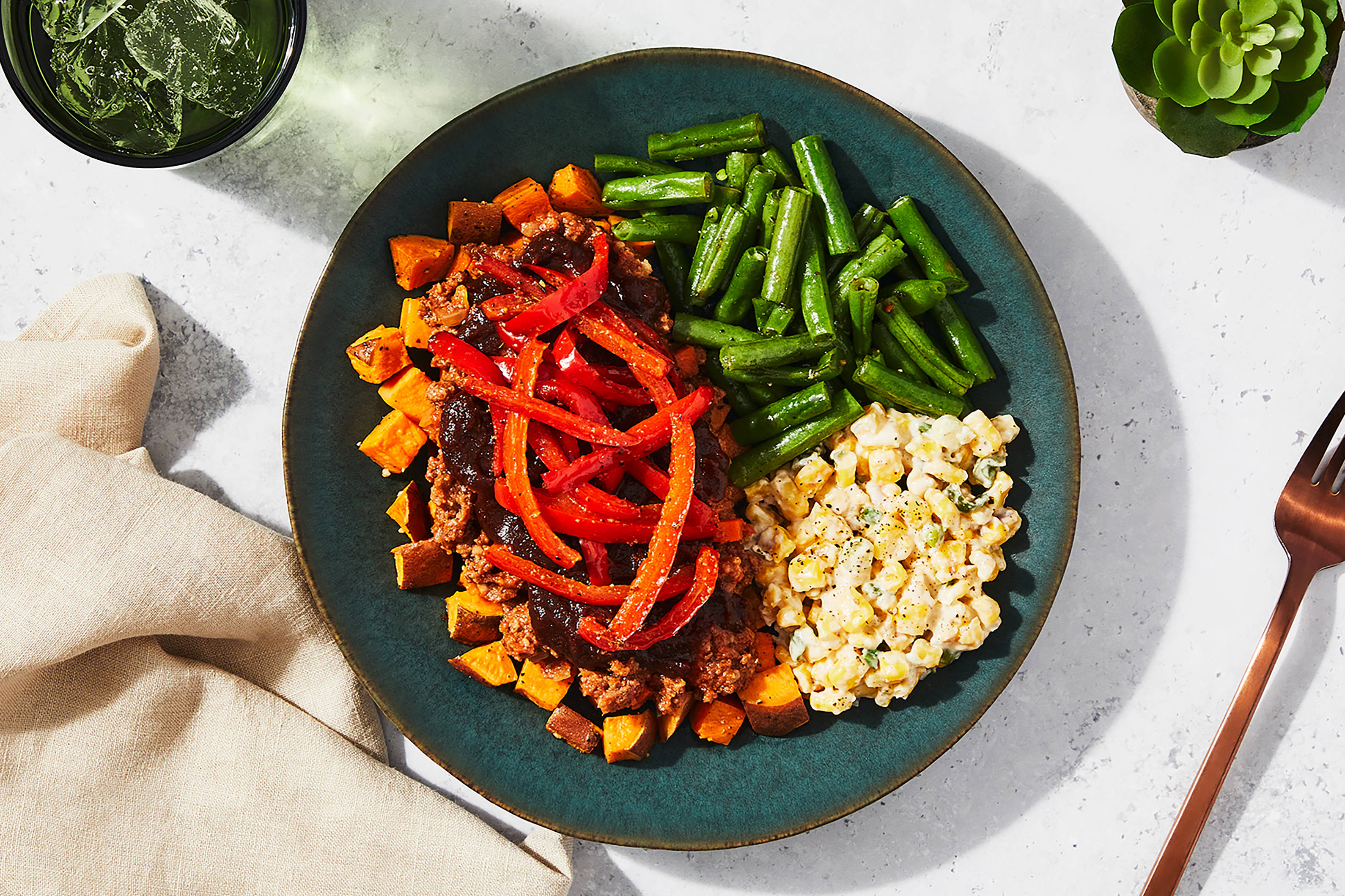 Smoky Maple BBQ Ground Beef with Roasted Green Beans & Parmesan Creamed ...