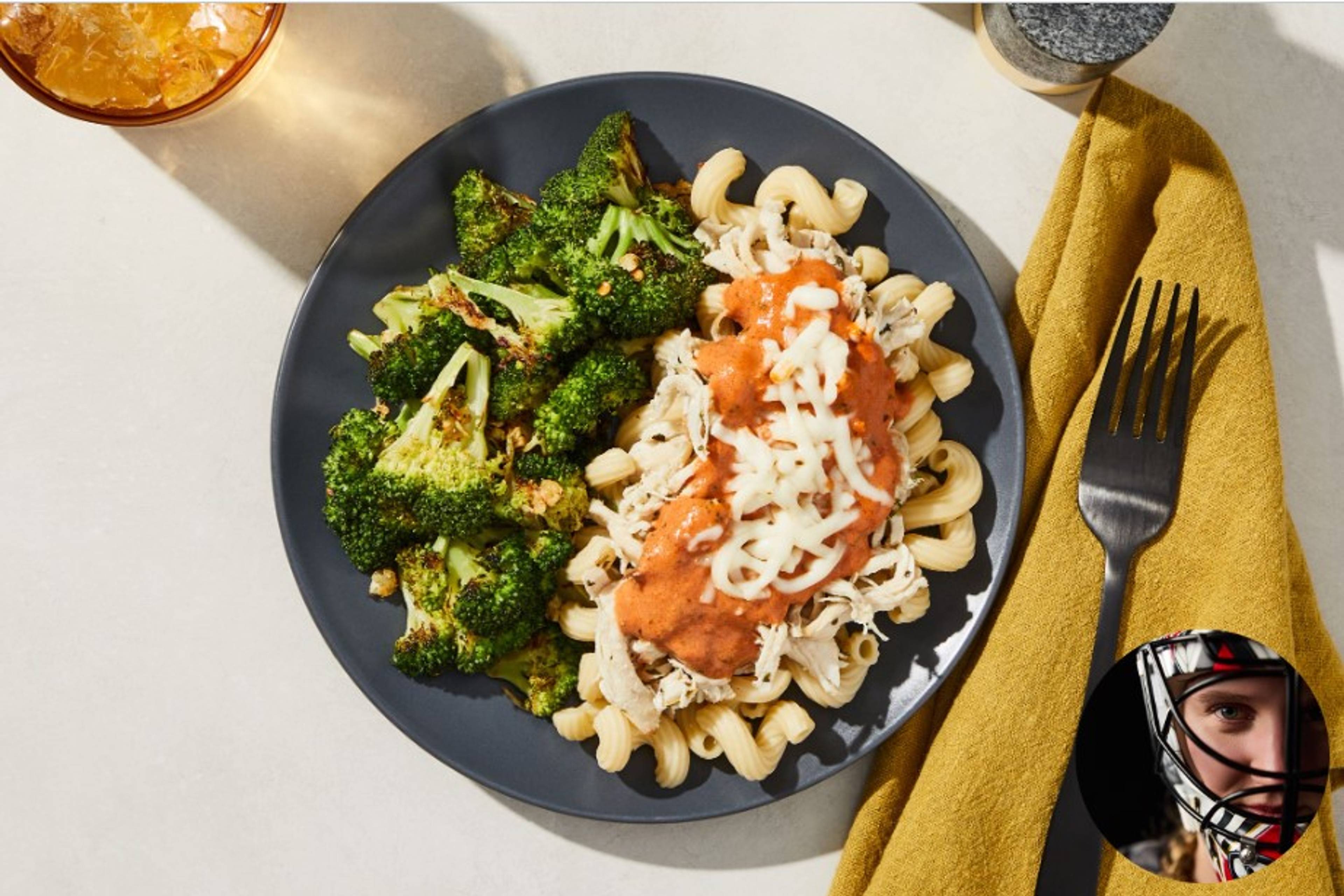 Shredded Chicken Rosé with Cauliflower Cavatappi & Spicy Garlic ...